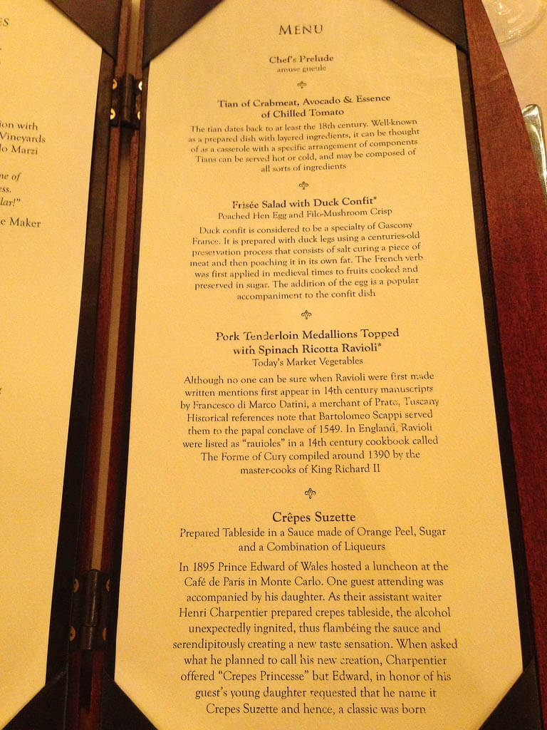 Princess Cruises Menus – cruise with gambee