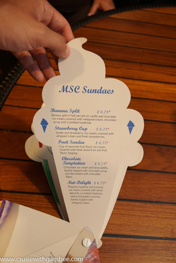 MSC Cruises Divina Menus – cruise with gambee