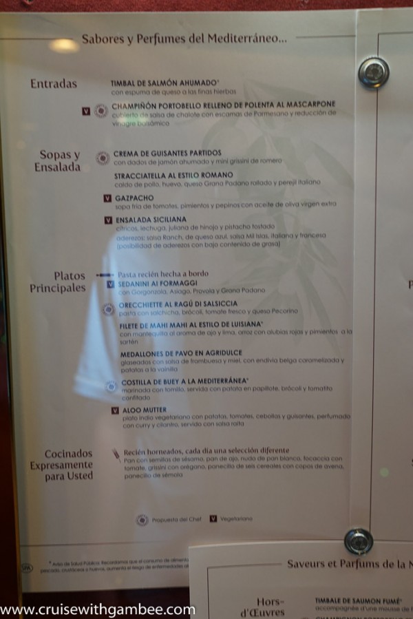 MSC Cruises Divina Menus – cruise with gambee