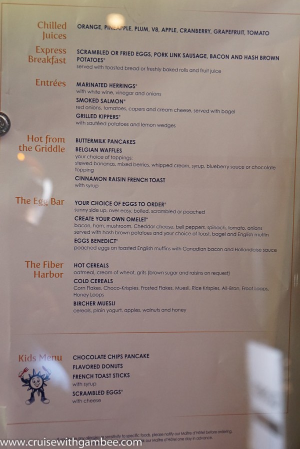 MSC Cruises Divina Menus – cruise with gambee