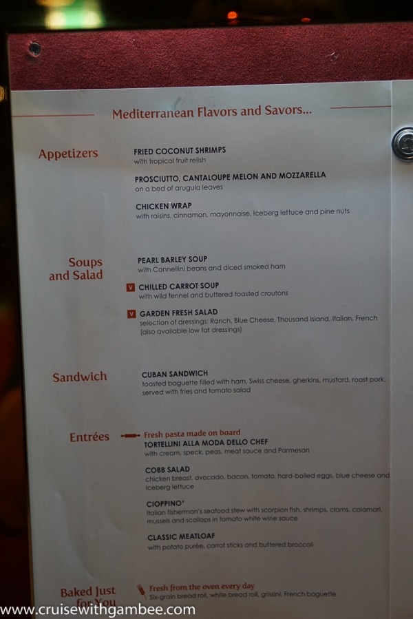 MSC Cruises Divina Menus – cruise with gambee