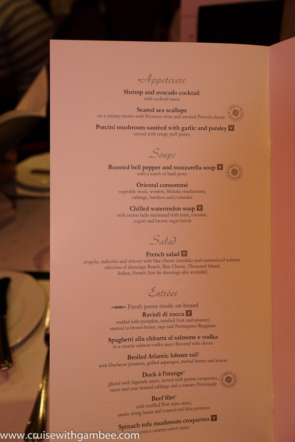 MSC Cruises Divina Menus – cruise with gambee