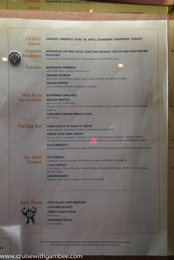 MSC Cruises Divina Menus – cruise with gambee