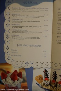 MSC Cruises Divina Menus – cruise with gambee