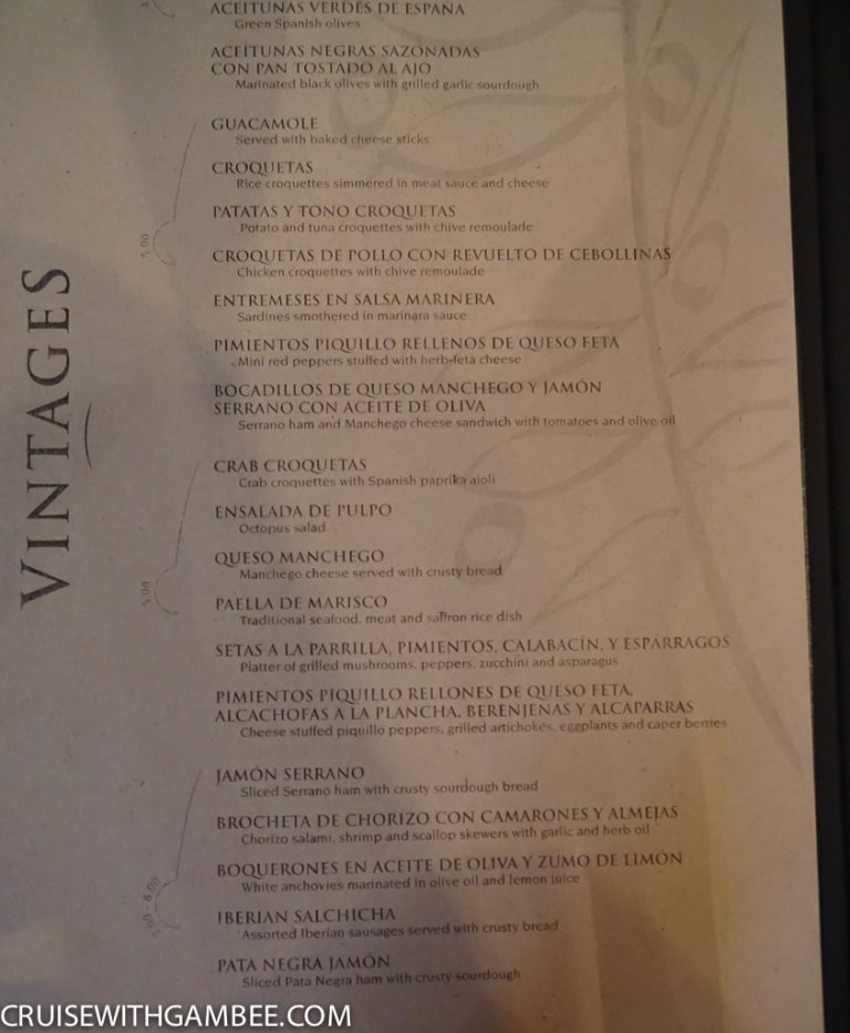 Royal Caribbean Menus – cruise with gambee