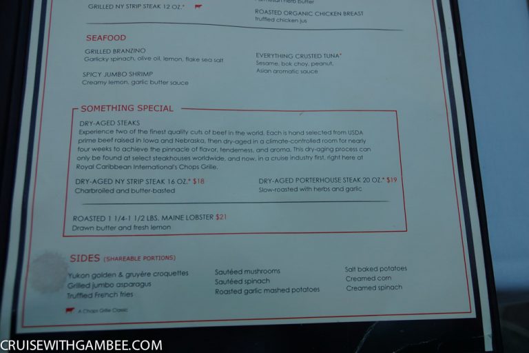 Royal Caribbean Menus – cruise with gambee