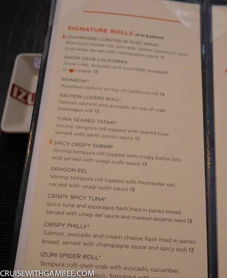Royal Caribbean Menus – cruise with gambee
